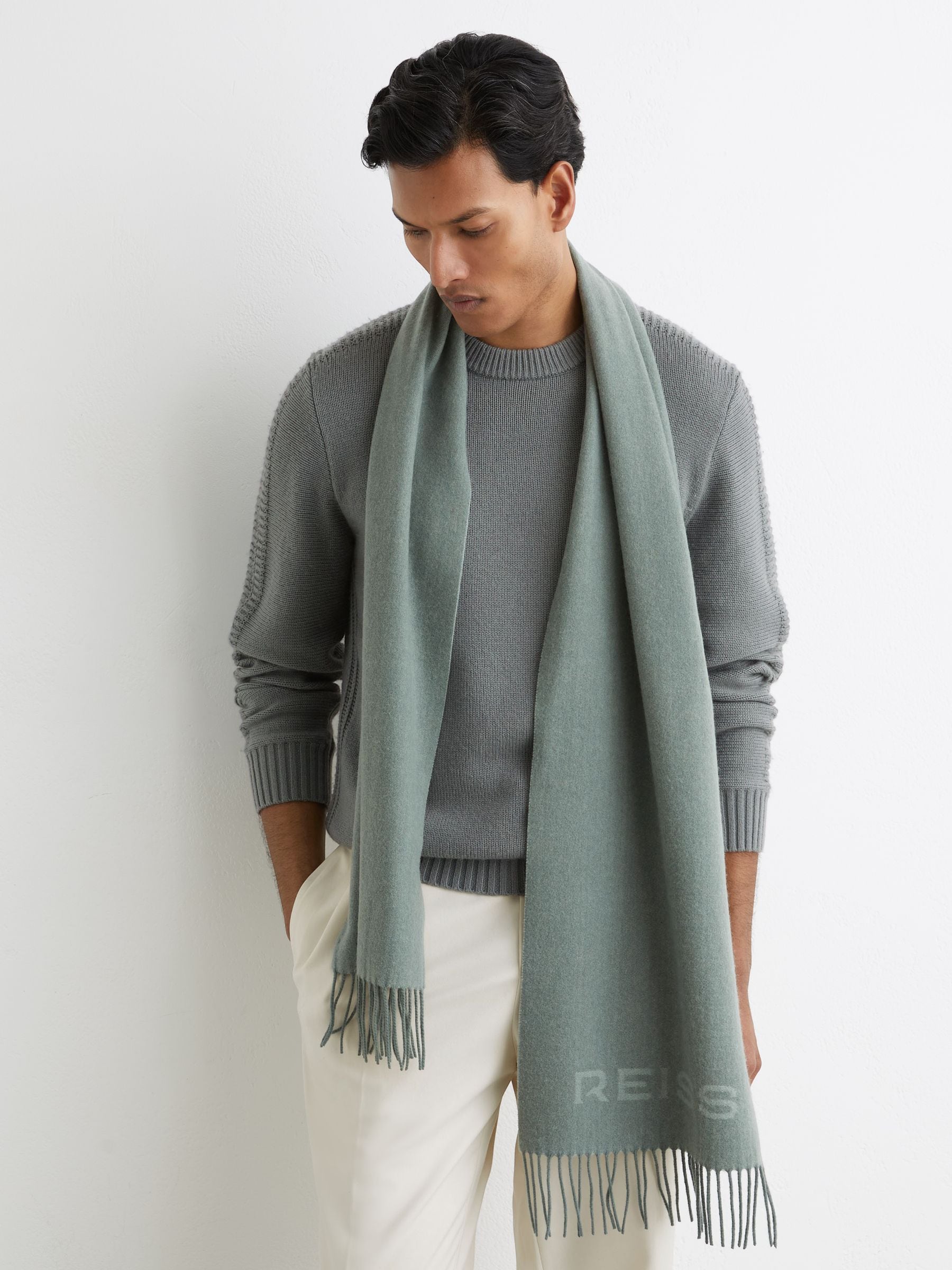 REISS logo picton logo wool-cashmere logo scarf